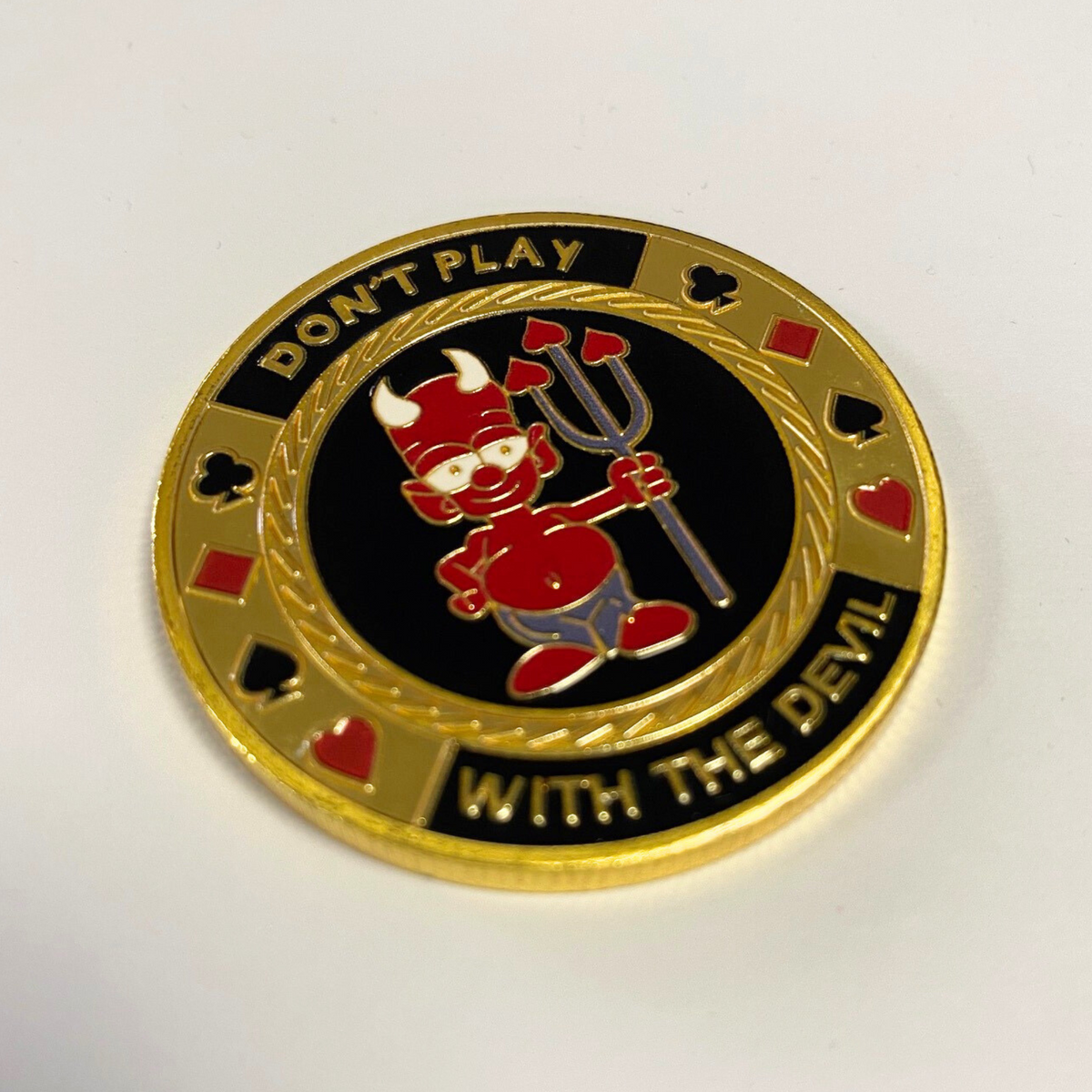 Don't Play With The Devil | Gold Metal Poker Card Guard with Protective ...